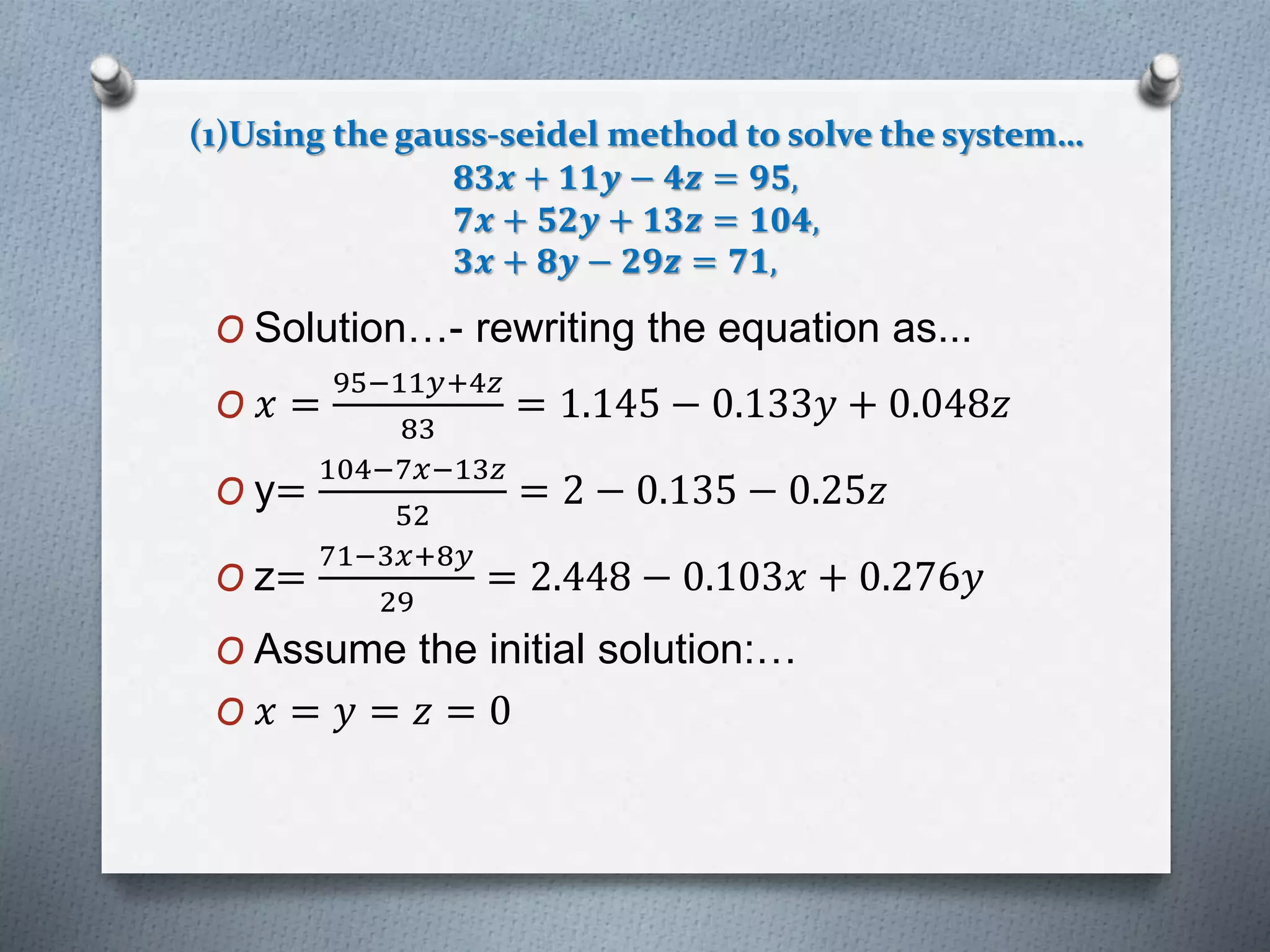 system of algebraic equation by Iteration method | PPTX