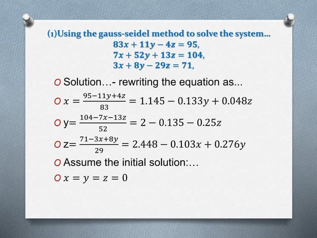System Of Algebraic Equation By Iteration Method Ppt