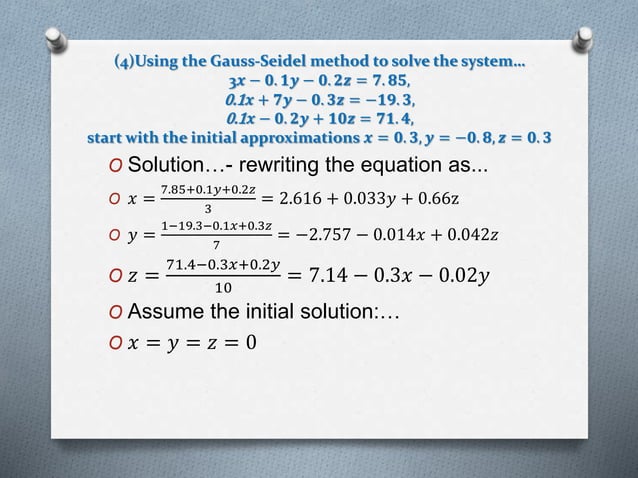System Of Algebraic Equation By Iteration Method Ppt