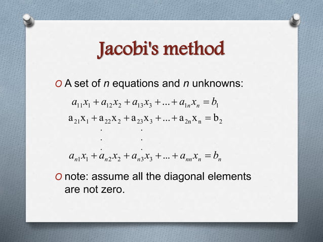 system of algebraic equation by Iteration method | PPT
