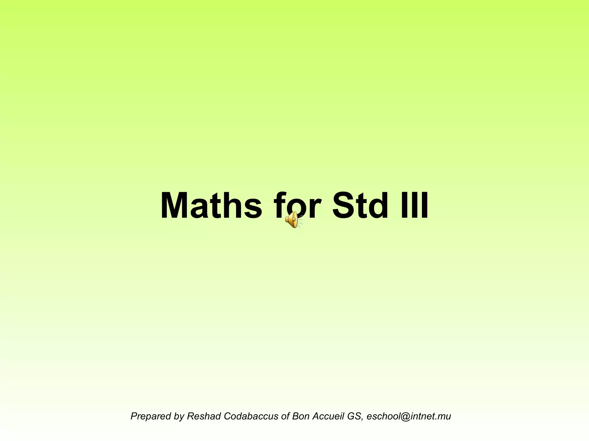 Mathematics for Std III - Addition | PPS
