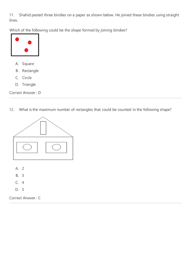 KV SLATE EXAM CLASS III MATHS WITH KEY | DOCX