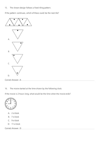 KV SLATE EXAM CLASS III MATHS WITH KEY | DOCX