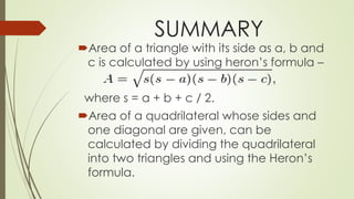 Maths herons formula | PPTX