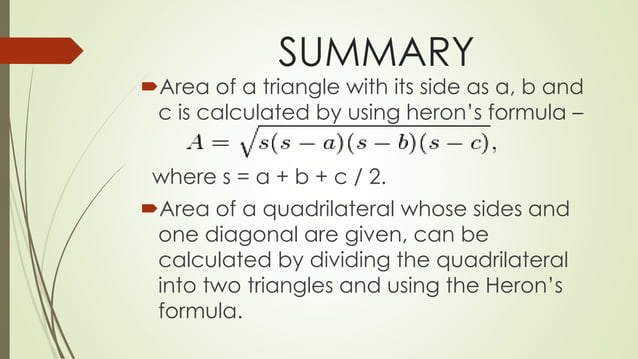 Maths herons formula | PPTX | Geography | Science