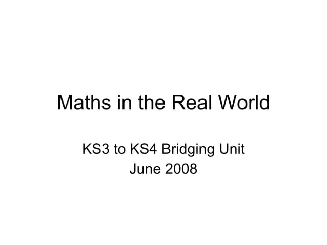 Maths In The Real World | PPT