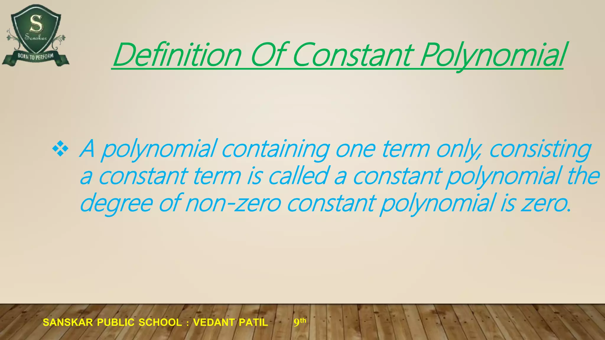 Mathematics Chapter 2 Polynomials | Class 9th | PPT | PPTX