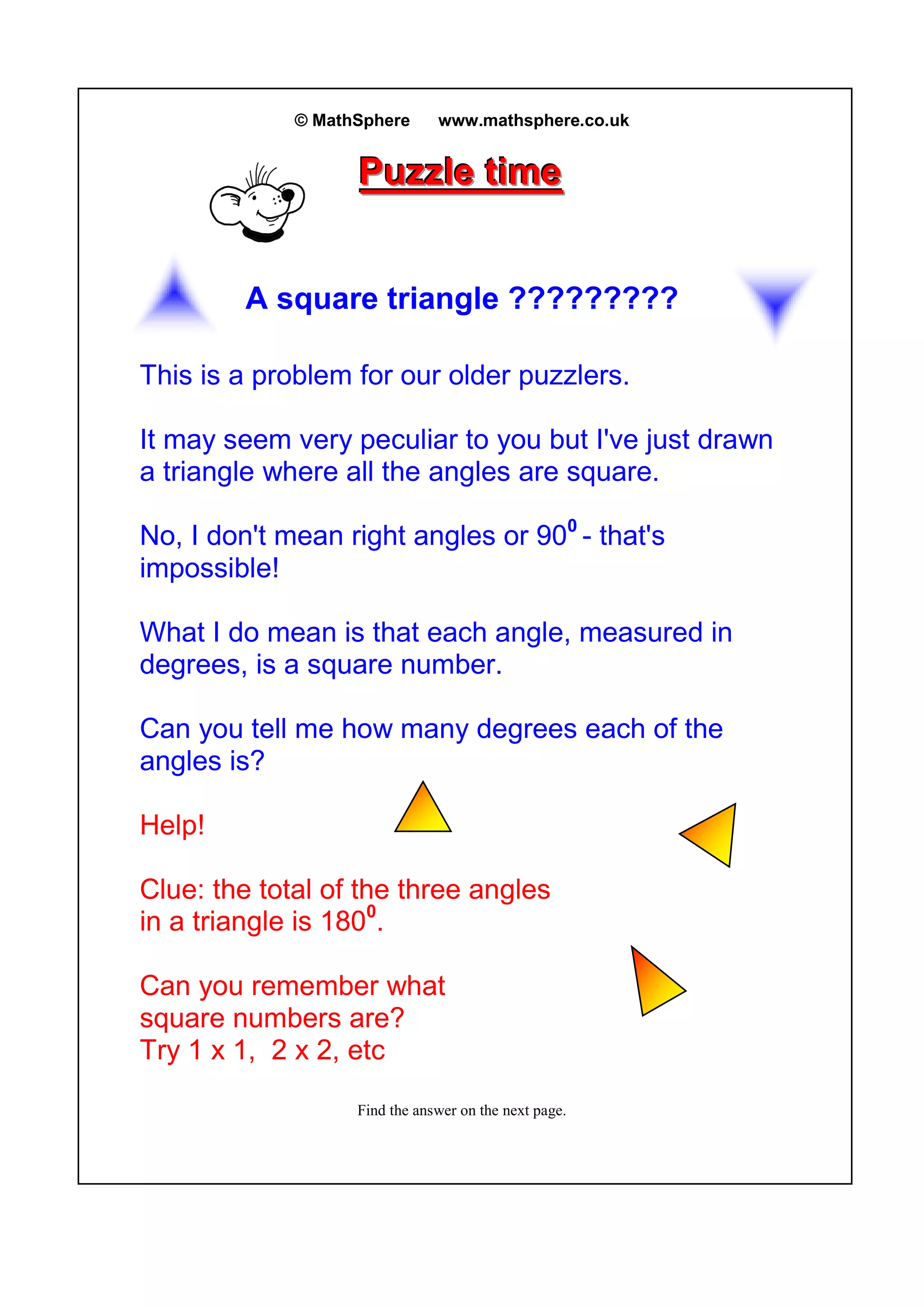 Maths puzzle-05-square-triangle | PDF