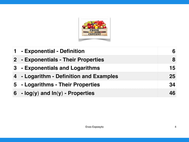MATHS SYMBOLS - EXPONENTIALS + LOGARITHMS and THEIR PROPERTIES | PPT