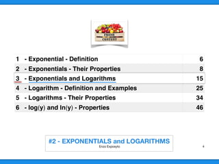 MATHS SYMBOLS - #2 - EXPONENTIALS and LOGARITHMS | PDF