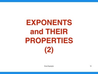 MATHS SYMBOLS - PROPERTIES of EXPONENTS | PPT