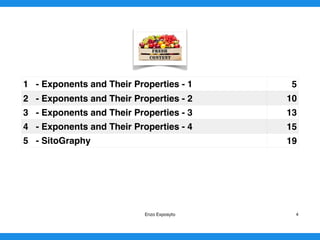 MATHS SYMBOLS - PROPERTIES of EXPONENTS | PPT