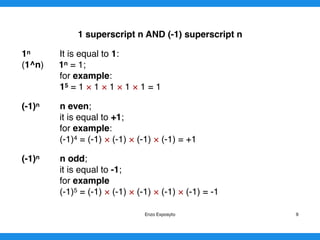MATHS SYMBOLS - PROPERTIES of EXPONENTS | PPT