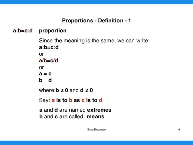 MATHS SYMBOLS - PROPORTIONS and FIRST EQUATIONS