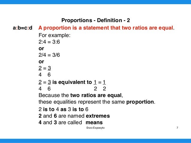 MATHS SYMBOLS - PROPORTIONS and FIRST EQUATIONS