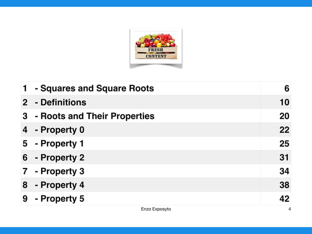 MATHS SYMBOLS - ROOTS and THEIR PROPERTIES | PPT