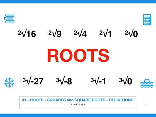MATHS SYMBOLS - ROOTS - #1 - SQUARES and SQUARE ROOTS - DEFINITIONS | PPT