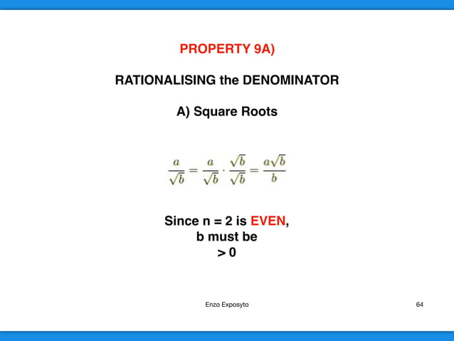 MATHS SYMBOLS - ROOTS - #6 - RATIONALISING the DENOMINATOR - PROOFS | PPT