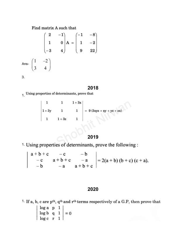 Maths 12th Chapterwise PYQs_Shobhit Nirwan.pdf | Gardening | Home & Garden