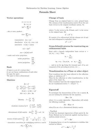 Maths4ml linearalgebra-formula | PDF