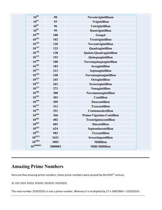 Maths amazing facts | DOCX