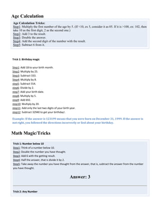 Maths amazing facts | DOCX