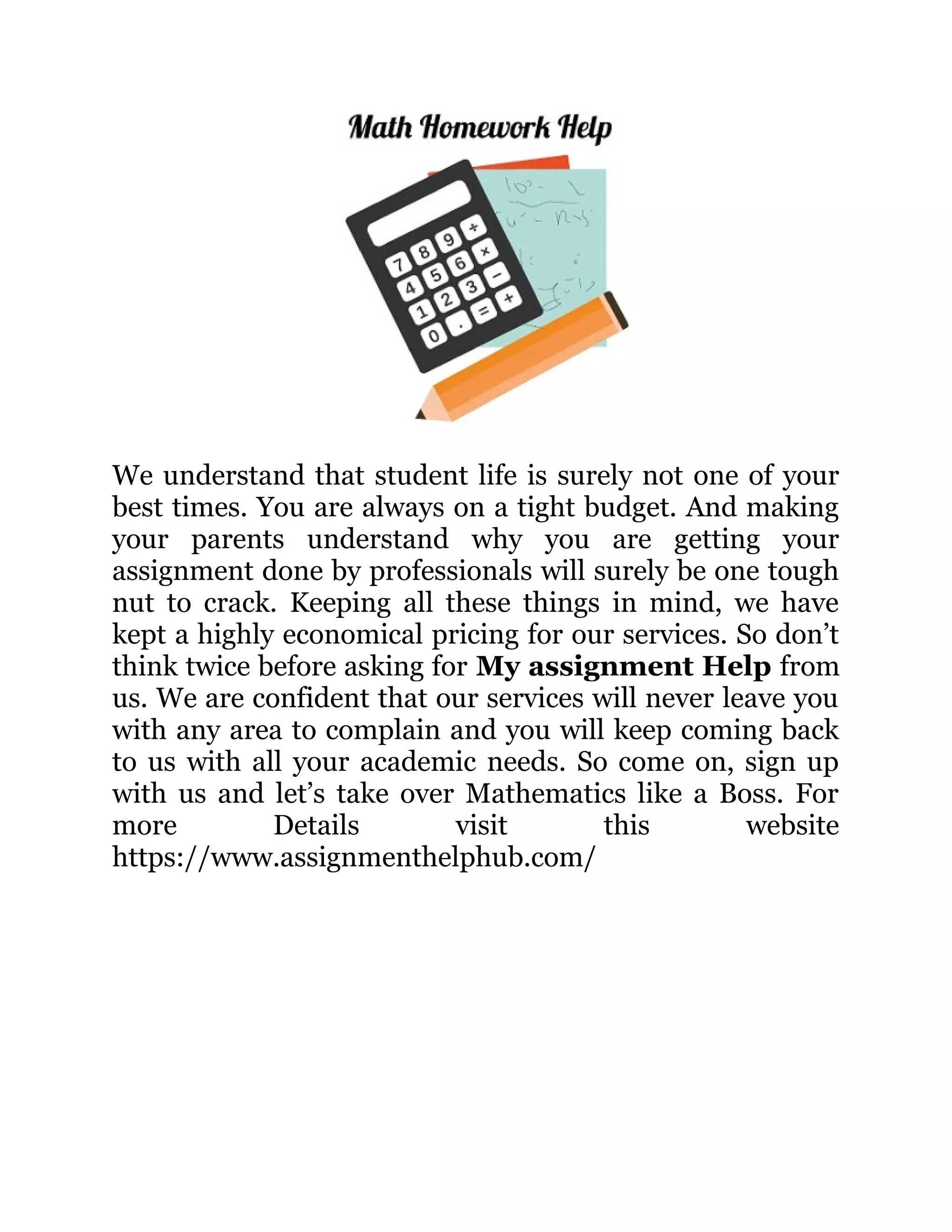 Maths Assignment Help | PDF | Homework and Study | Education