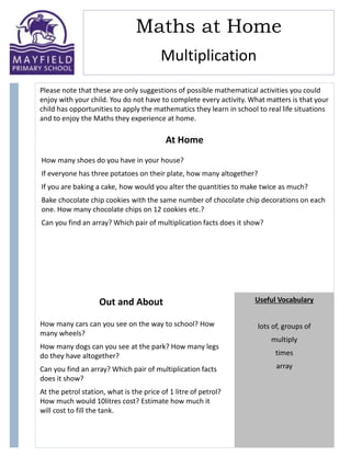 Maths at home ideas for parents | PPTX