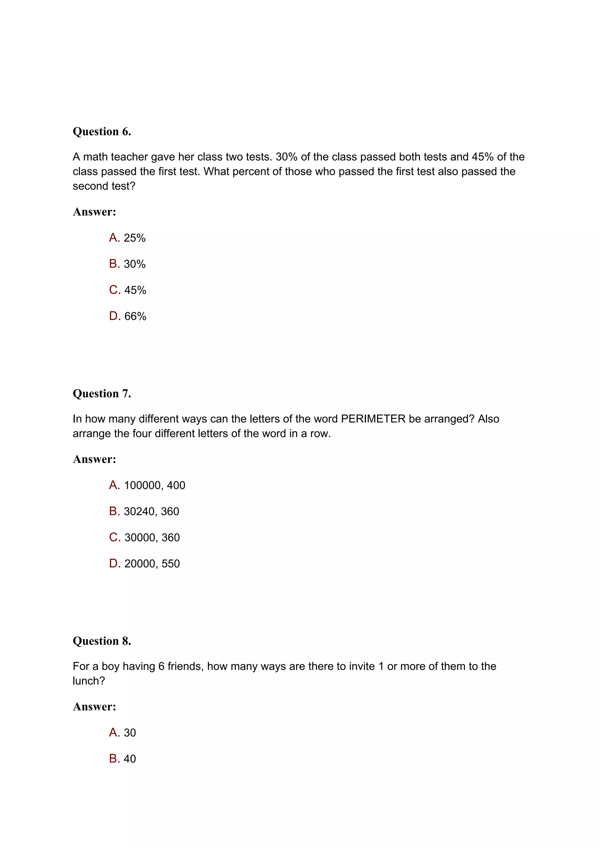 Maths Basic Test | PDF