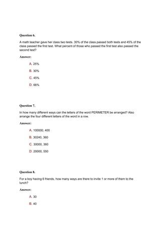 Maths Basic Test | PDF