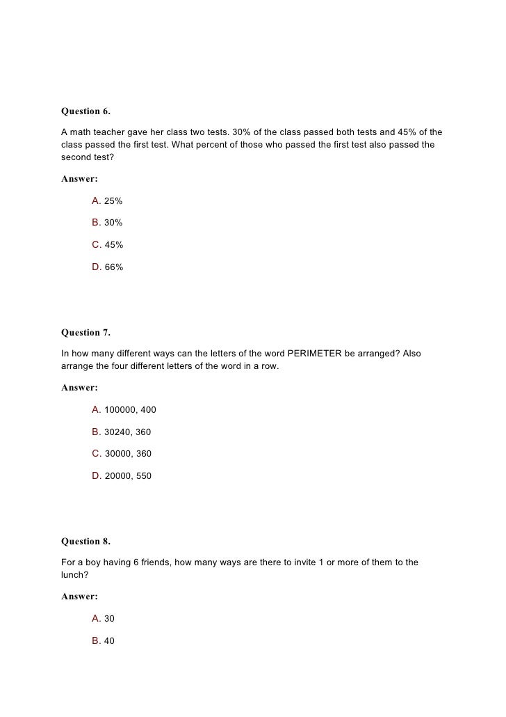 Maths Basic Test Maths Basic Test