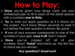 Maths Bingo - Numbers 1 to 30 | PPTX