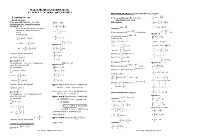 Maths chapter wise Important questions | PDF