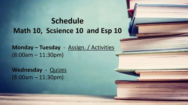 Math, sci, esp schedule | PPT