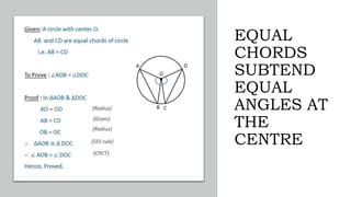 Equal chords subtend equal angles at the center | PPTX