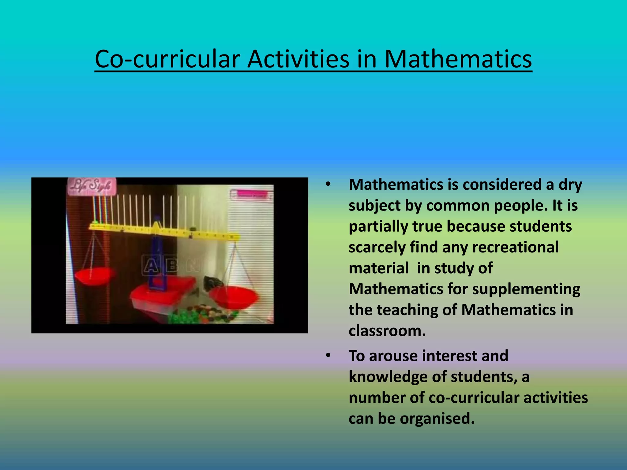 Maths Co-curricular Activities : Mathematics Laboratory | PPTX