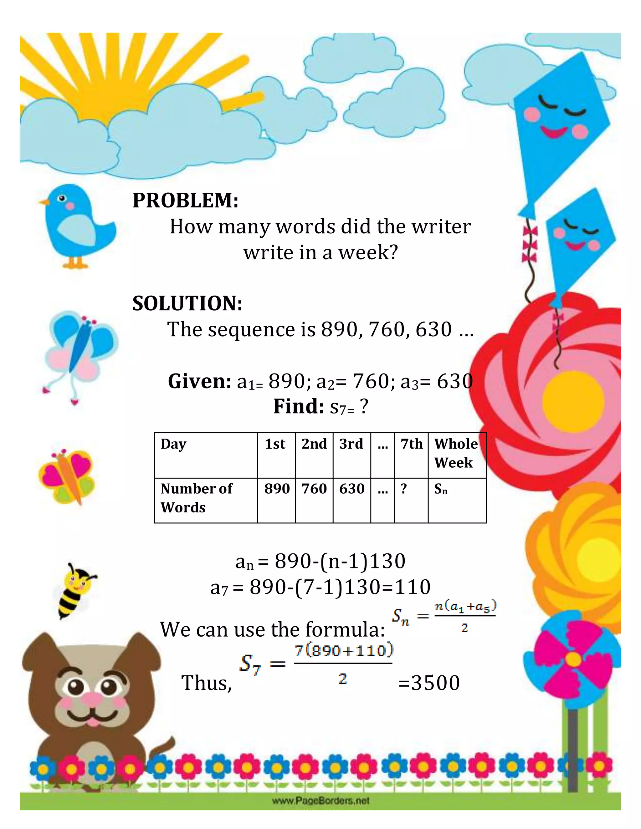 Arithmetic Sequence Real Life Problems | DOCX