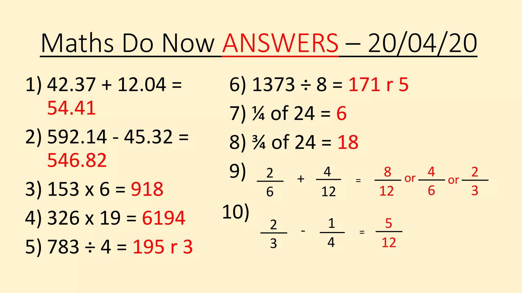 MATHS DO NOWS | PPTX