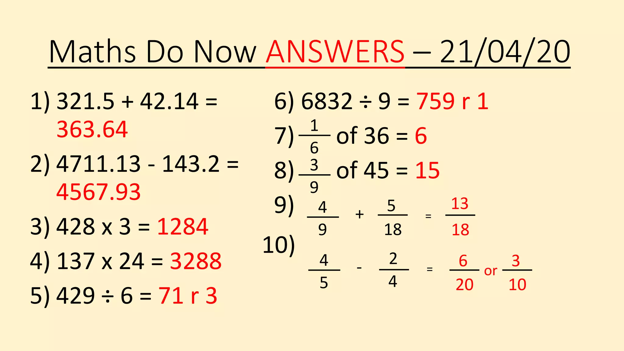 MATHS DO NOWS | PPTX