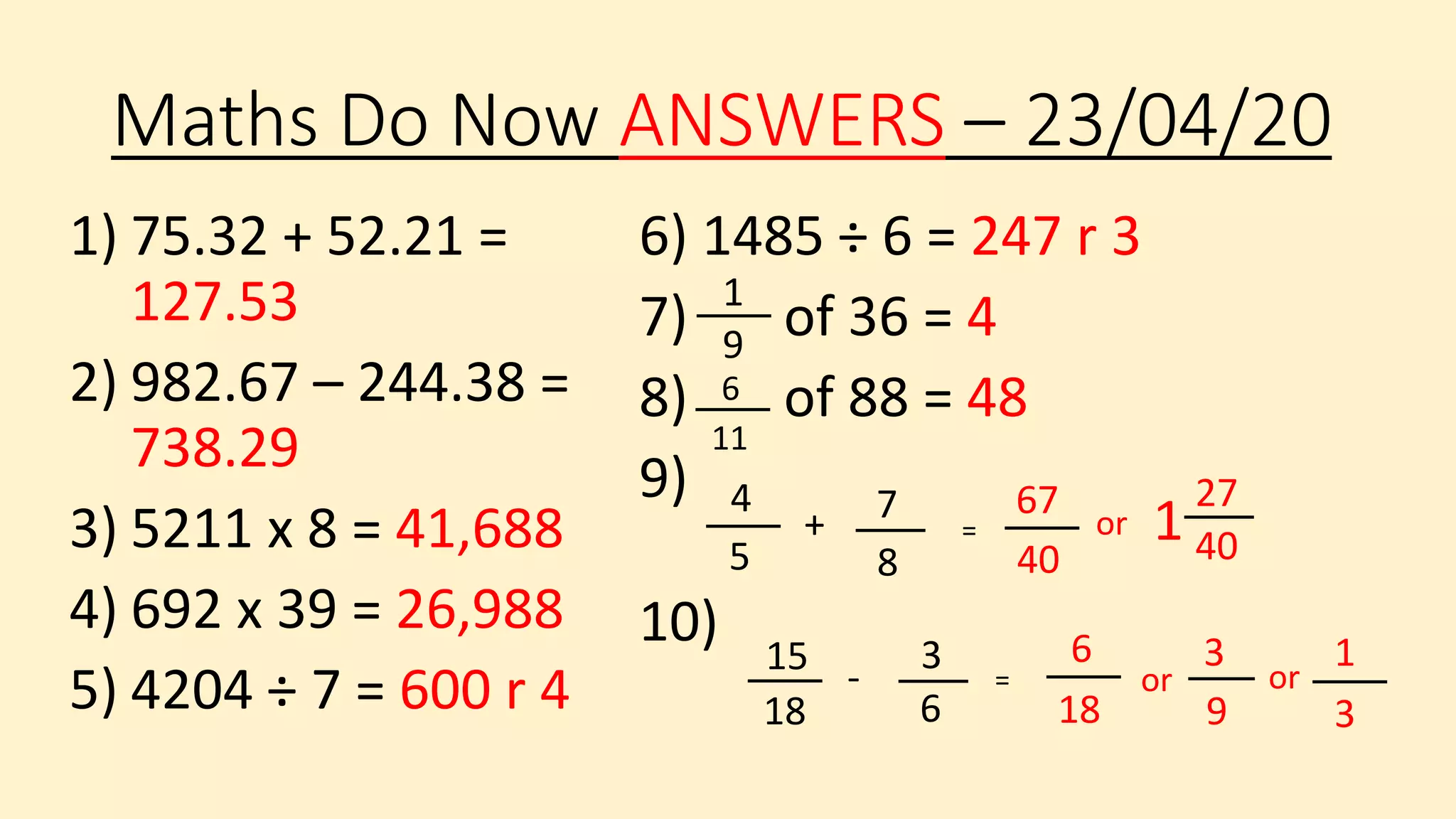 MATHS DO NOWS | PPTX