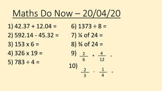 MATHS DO NOWS | PPTX