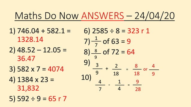MATHS DO NOWS | PPTX