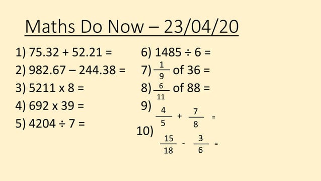 MATHS DO NOWS | PPTX