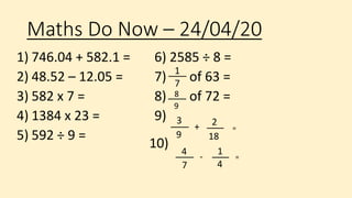 MATHS DO NOWS | PPTX
