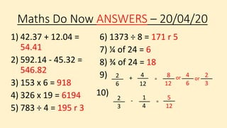MATHS DO NOWS | PPTX