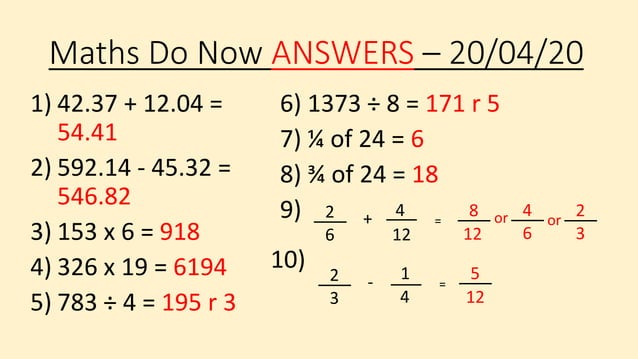 MATHS DO NOWS | PPTX