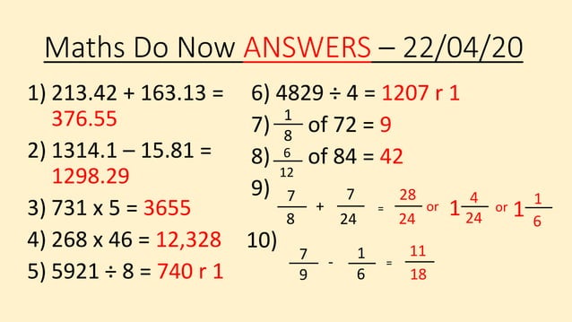 MATHS DO NOWS | PPTX