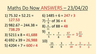 MATHS DO NOWS | PPTX