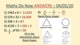 Maths Do Nows - Week 5 | PPTX