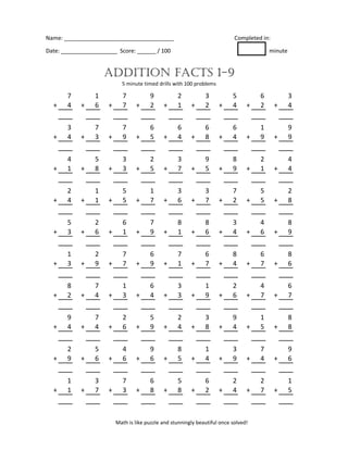 Maths Drill (Basic operations) | PDF